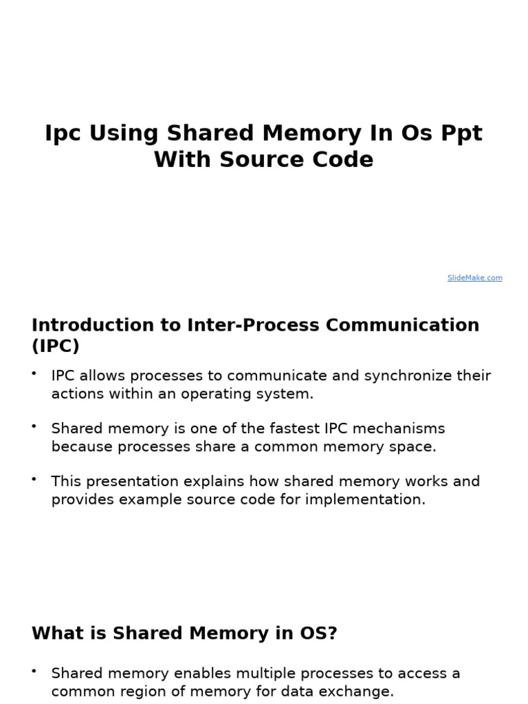 Ipc Using Shared Memory in Os PPT With Source Code | PDF | Operating System | Process (Computing)