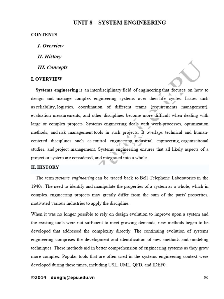 Overview of Systems Engineering Concepts | PDF | Systems Engineering ...