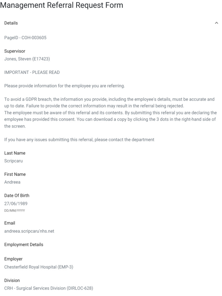 Management Referral Request Form | PDF | Employment | Pregnancy