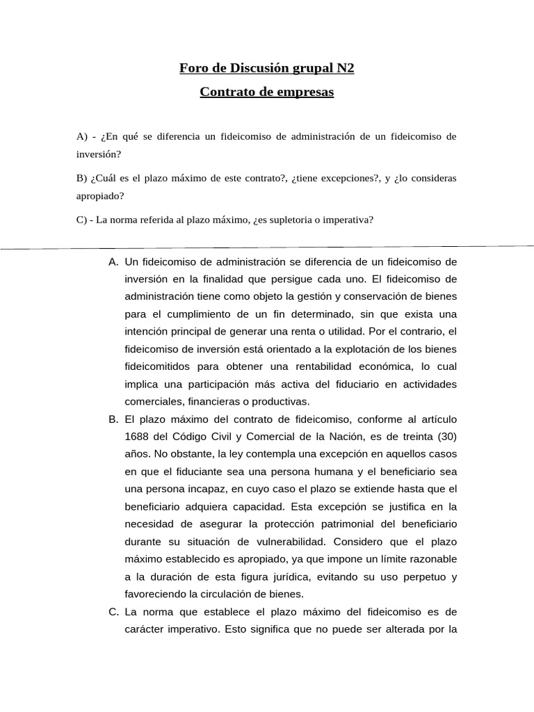 Foro de Discusión Grupal N2 Contrato de Empresas | PDF