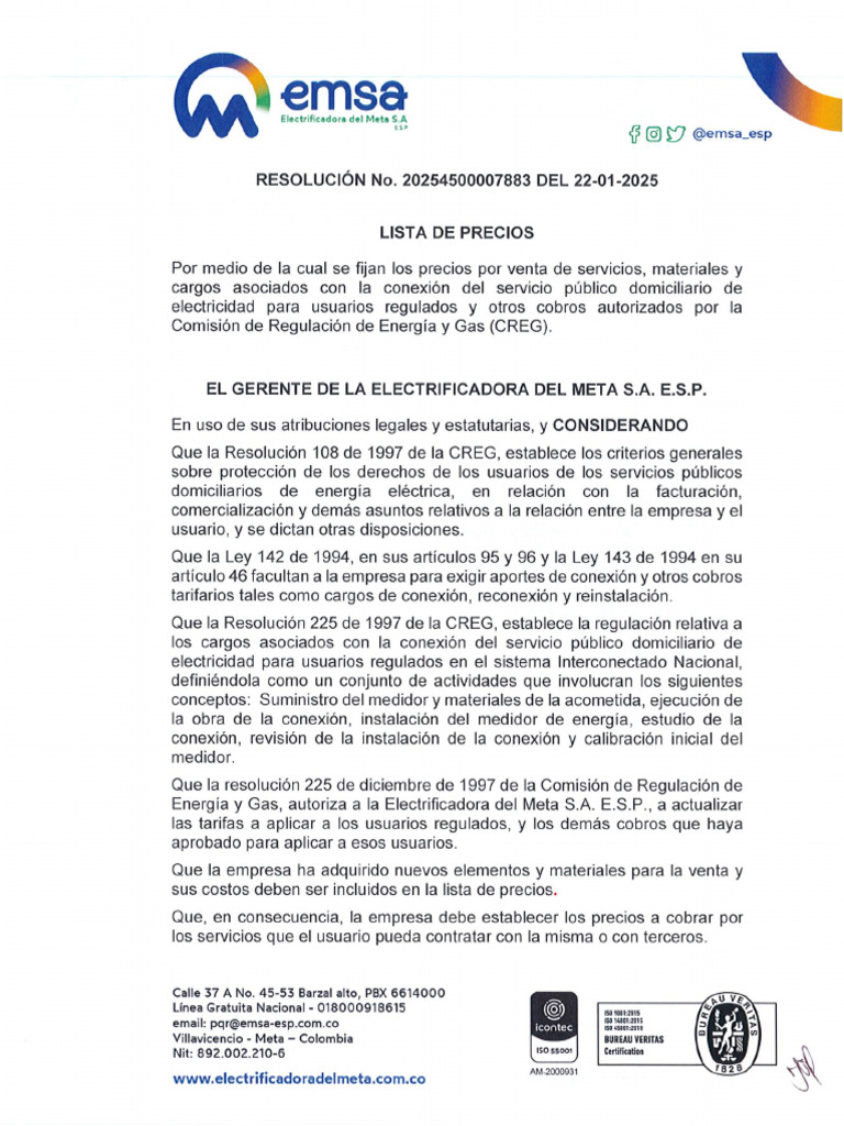 Lista-De-Precios-Unitario 2025-actualizada-EMSA | PDF