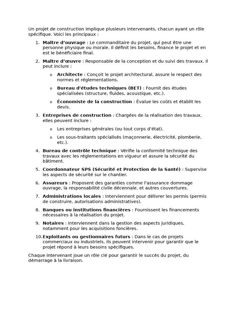 Intervenants et responsabilités en construction | PDF | Assurance
