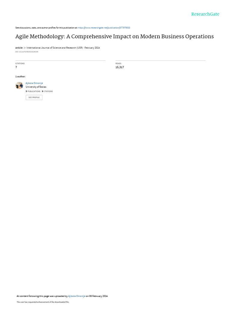 Agile Methodology: A Comprehensive Impact On Modern Business Operations | PDF | Agile Software ...