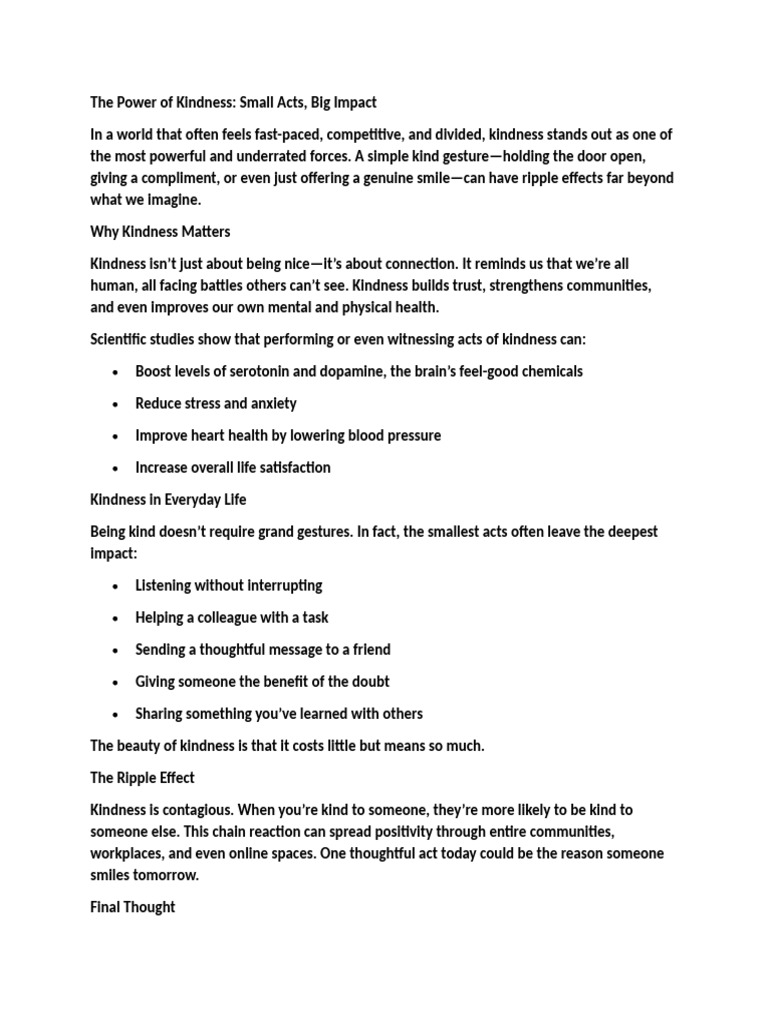 The Power of Kindness | PDF