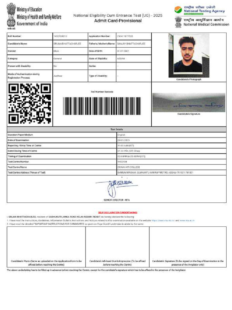 AdmitCard 250411077535 Compressed | PDF