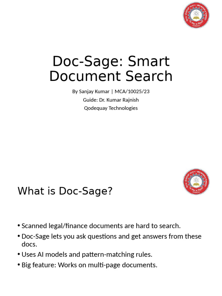Doc-Sage Presentation Simple | PDF | Artificial Intelligence | Intelligence (AI) & Semantics