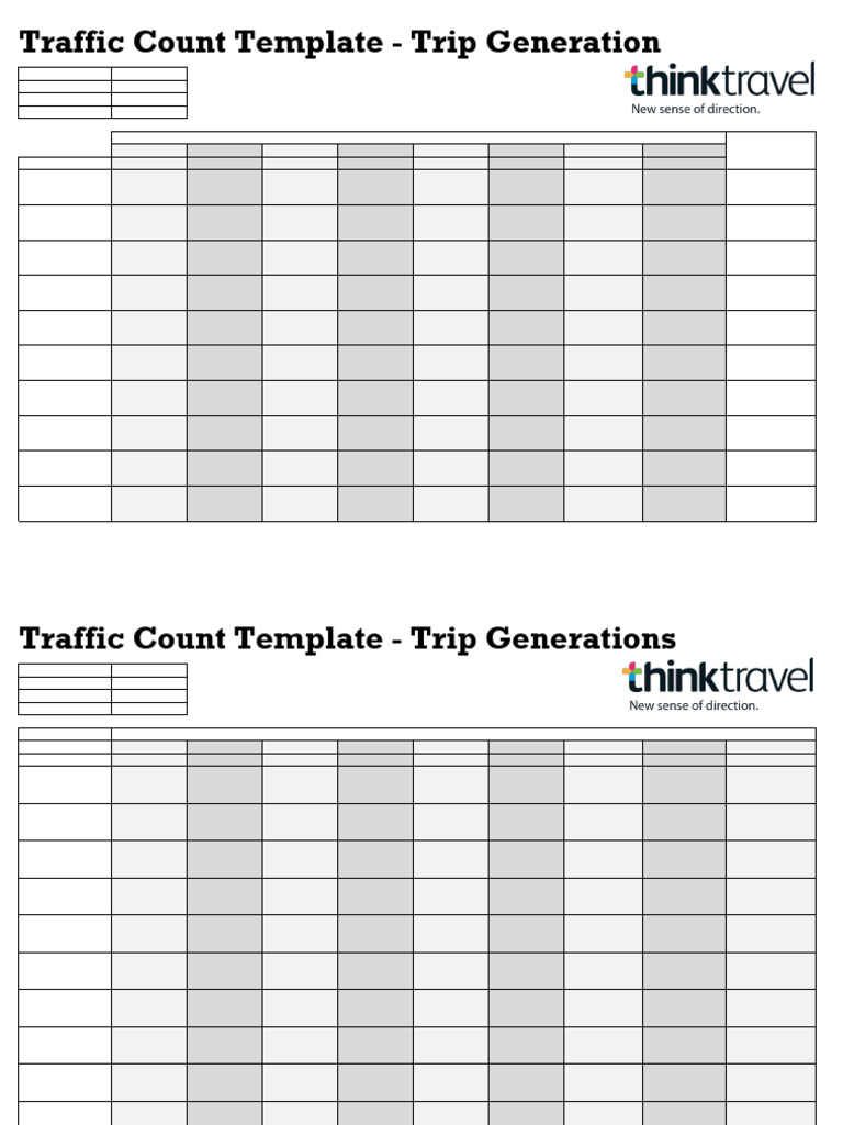 Cic Toolkit Resource e - Traffic Count Template - Trip Generation | PDF