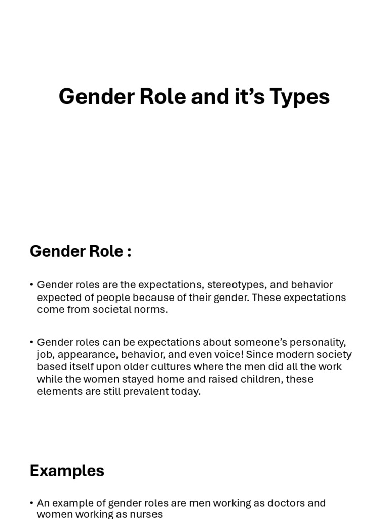 Gender Role and It's Types | PDF | Gender Role | Gender