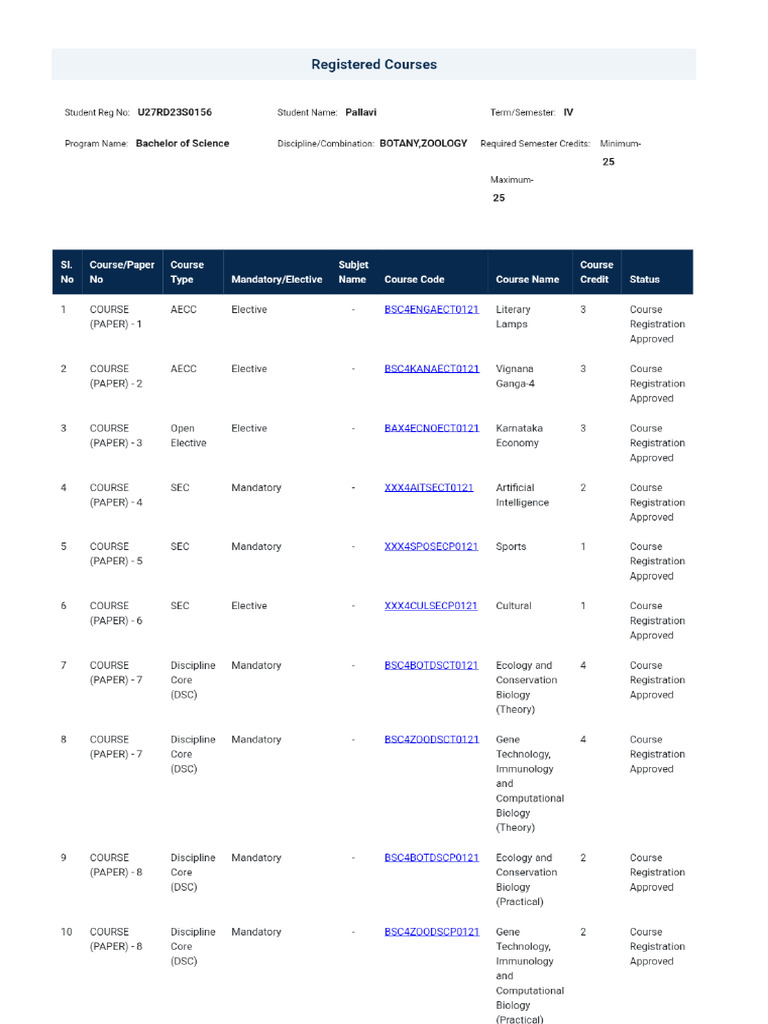 Student Course Registration | PDF