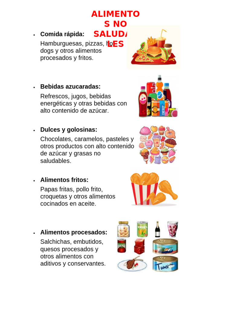 Alimentos Saludables Vs No Saludables Pdf