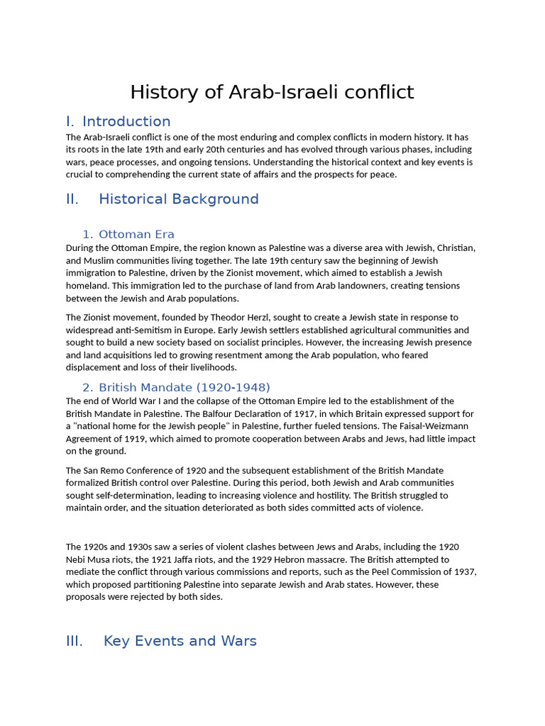 History of Arab Israel Conflict | PDF | Israel | World Politics