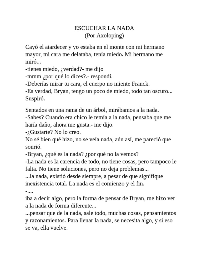 Reflexiones sobre la Nada en el Monte | PDF