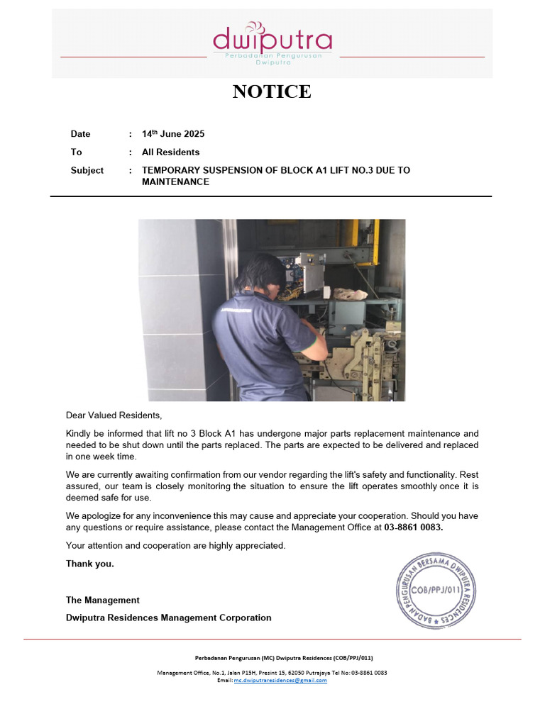 Updated Lift Under Maintenance | PDF