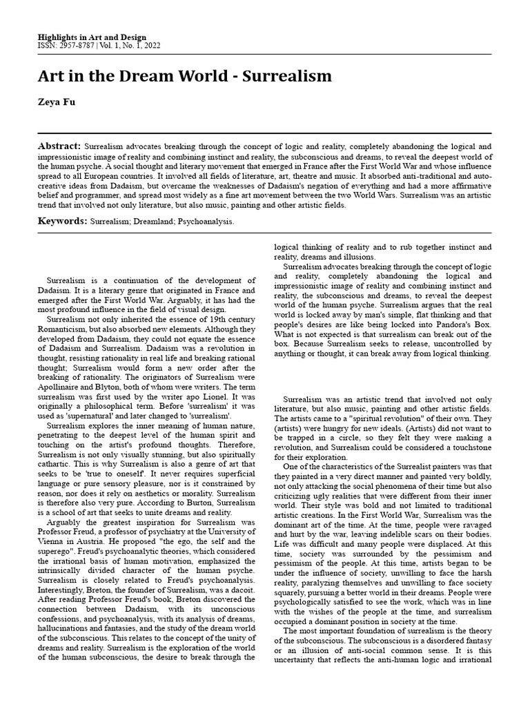 Art in The Dream World - Surrealism | PDF | Surrealism | Unconscious Mind