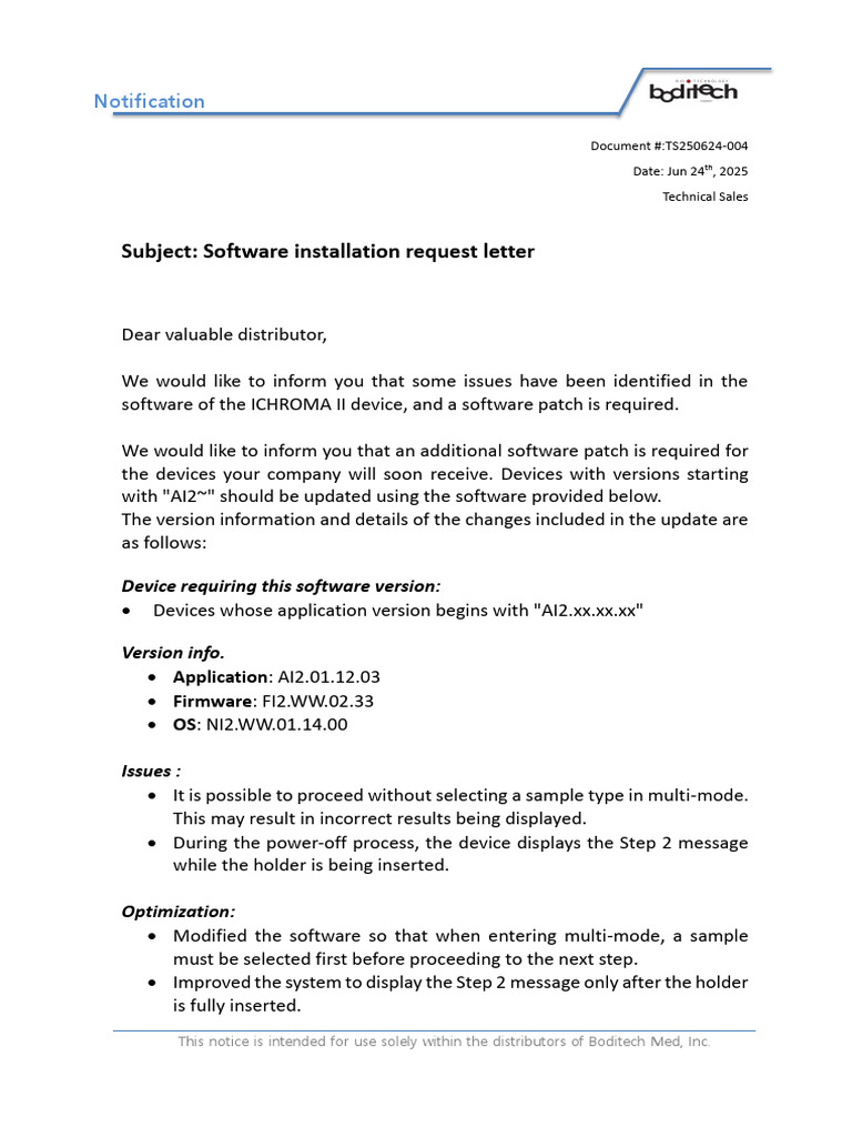 ICHROMA II Software Update Notice | PDF