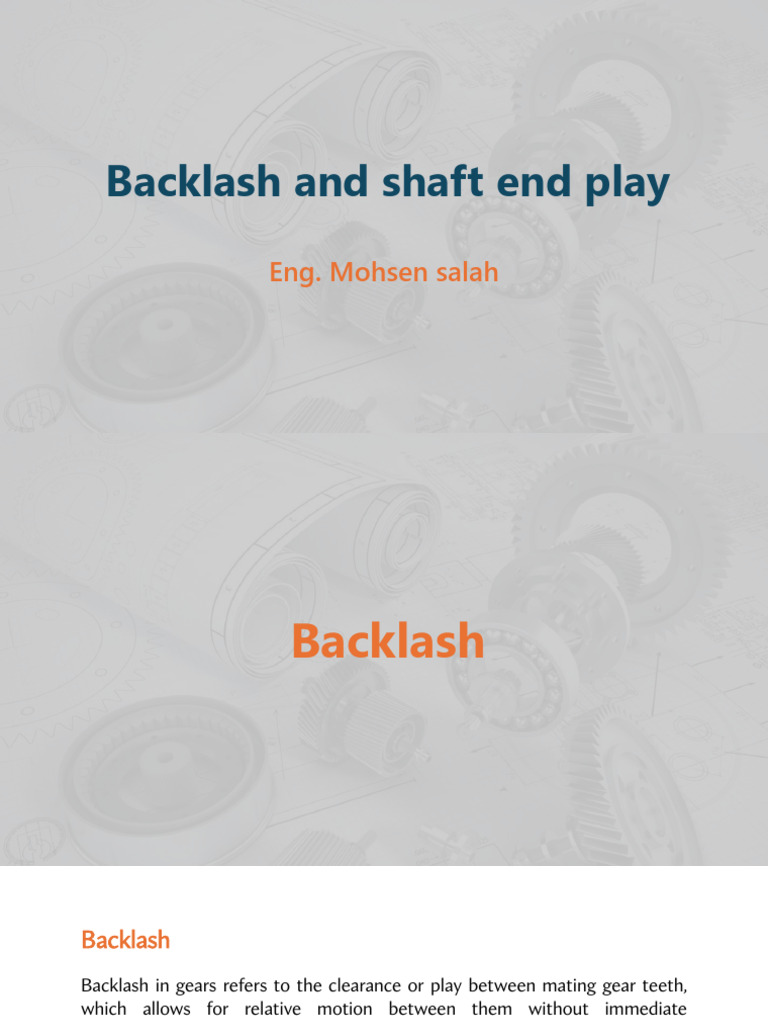 Backlash and Shaft End Play | PDF | Gear | Bearing (Mechanical)