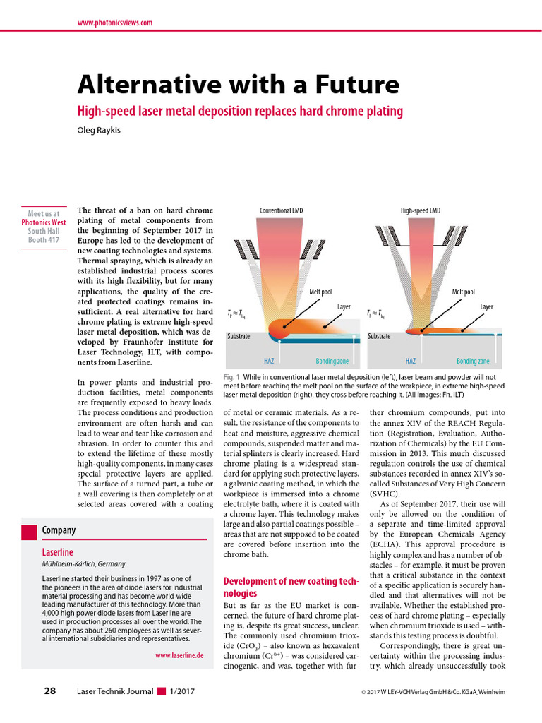 Alternative With A FutureHigh-speed Laser Metal Deposition Replaces Hard Chrome Plating | PDF ...