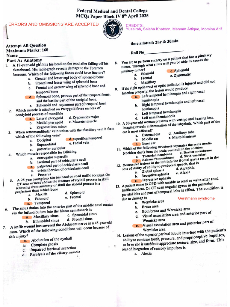 Block 4 Neuro 2025 Solved | PDF