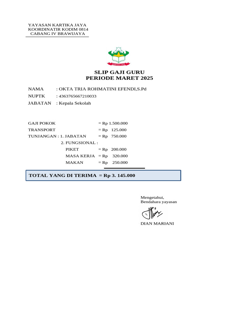 Slip Gaji Okta | PDF