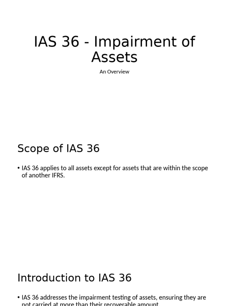 IAS 36 - Impairment of Assets | PDF