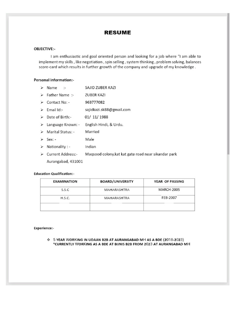 Sajid Zuber Kazi CV 2025 | PDF