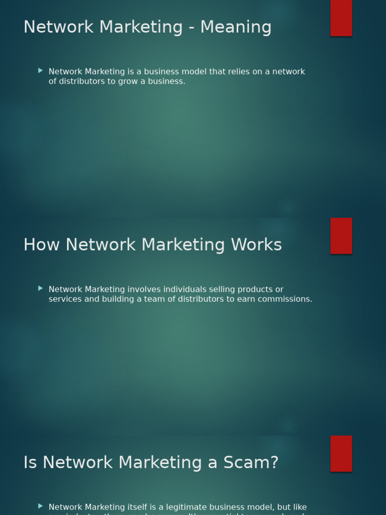 Network Marketing - Meaning | PDF