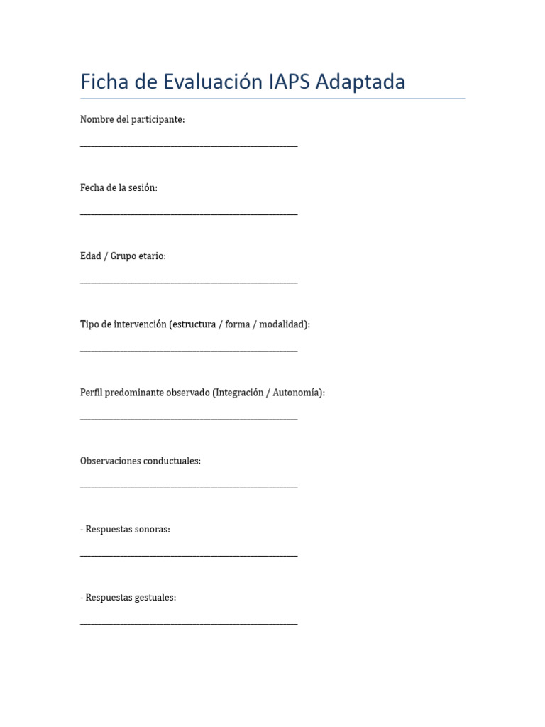 Ficha Evaluacion IAPS Adaptada | PDF