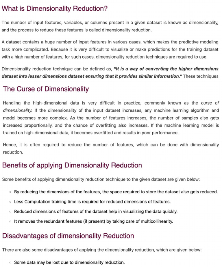 Dimensionality Reduction Feature Selection and Visulaization | PDF