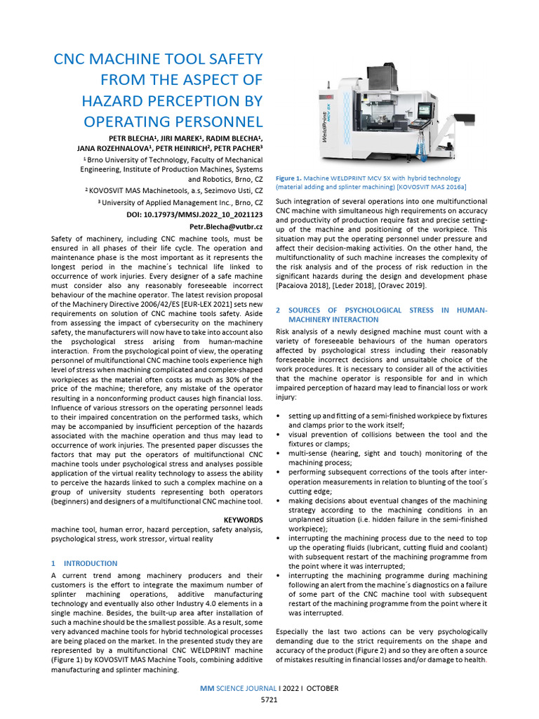 CNC Machine Tool Safety & Stress Analysis | PDF | Risk | Hazards