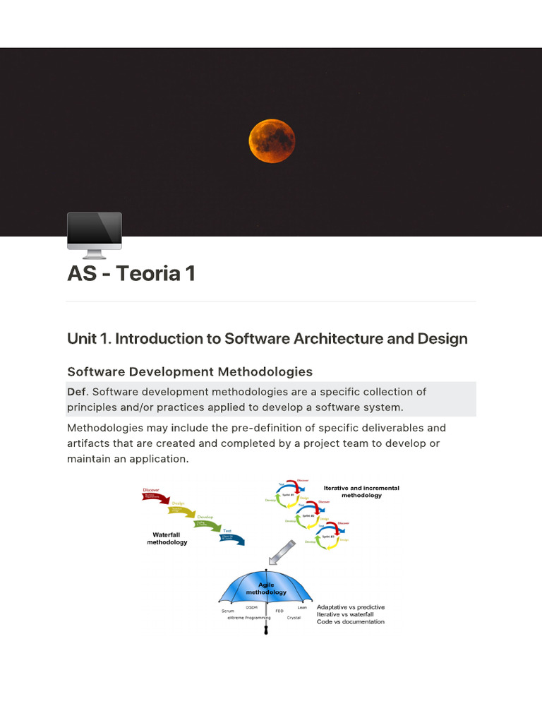 Unit 1. Introduction To Software Architecture and Design | PDF