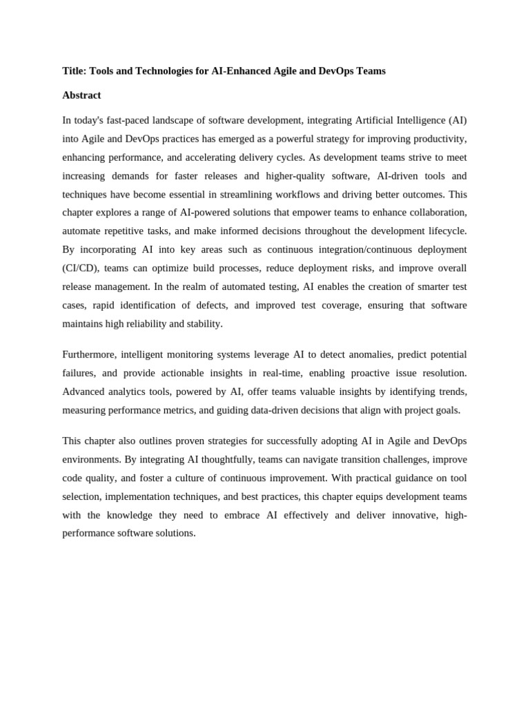 Tools and Technologies For AI-Enhanced Agile and DevOps Teams - Jitendra Kumar | PDF