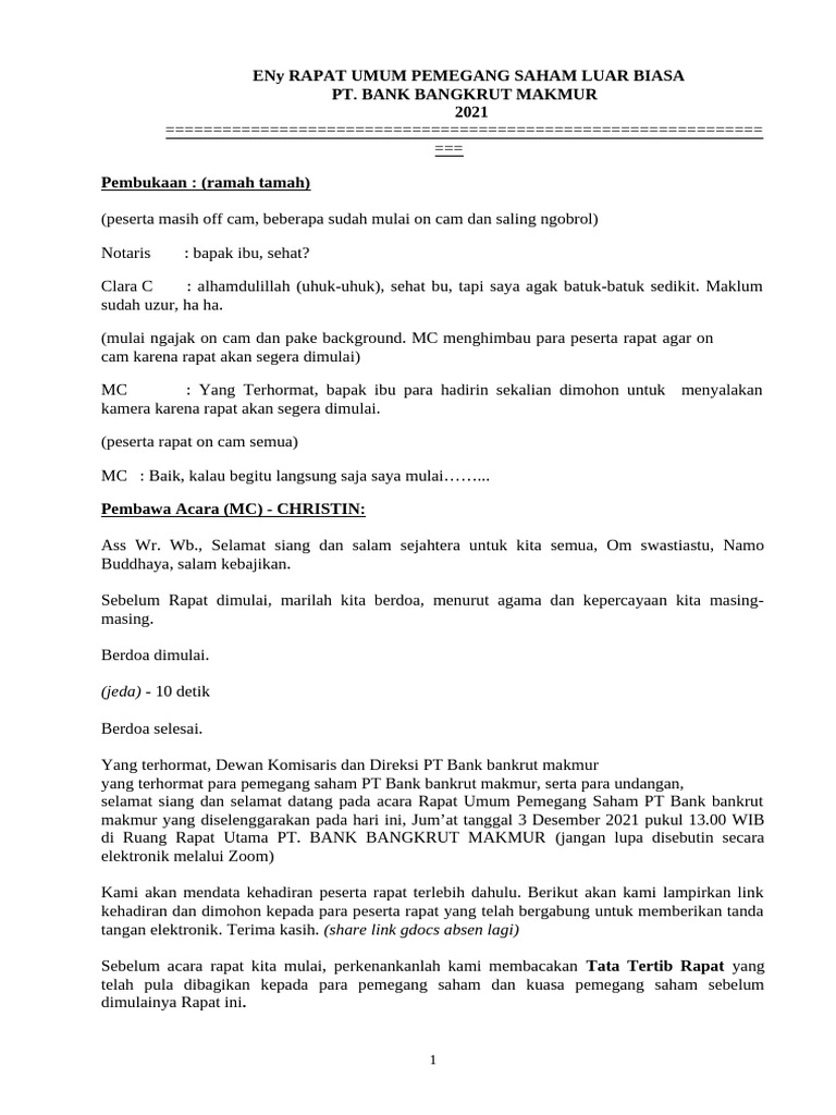 Skenario RUPSLB Kel 2 (+script Untuk Dialog) | PDF