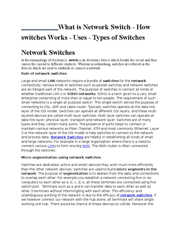 What Is Network Switch | Download Free PDF | Switch | Computer Network