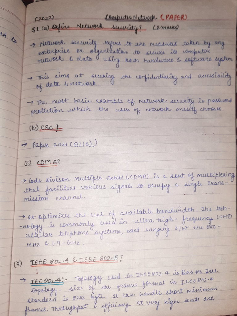 Computer Networks Paper (2022) | PDF