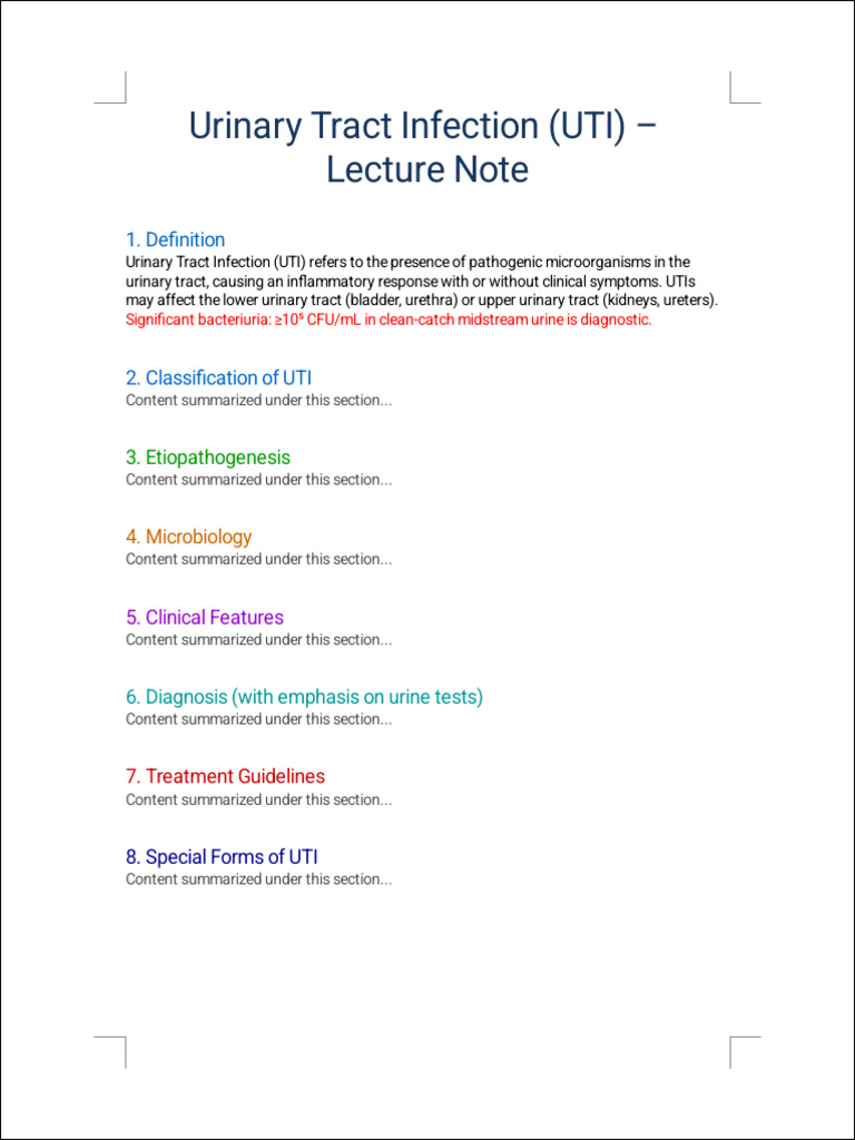 UTI Lecture Notes Colored | PDF