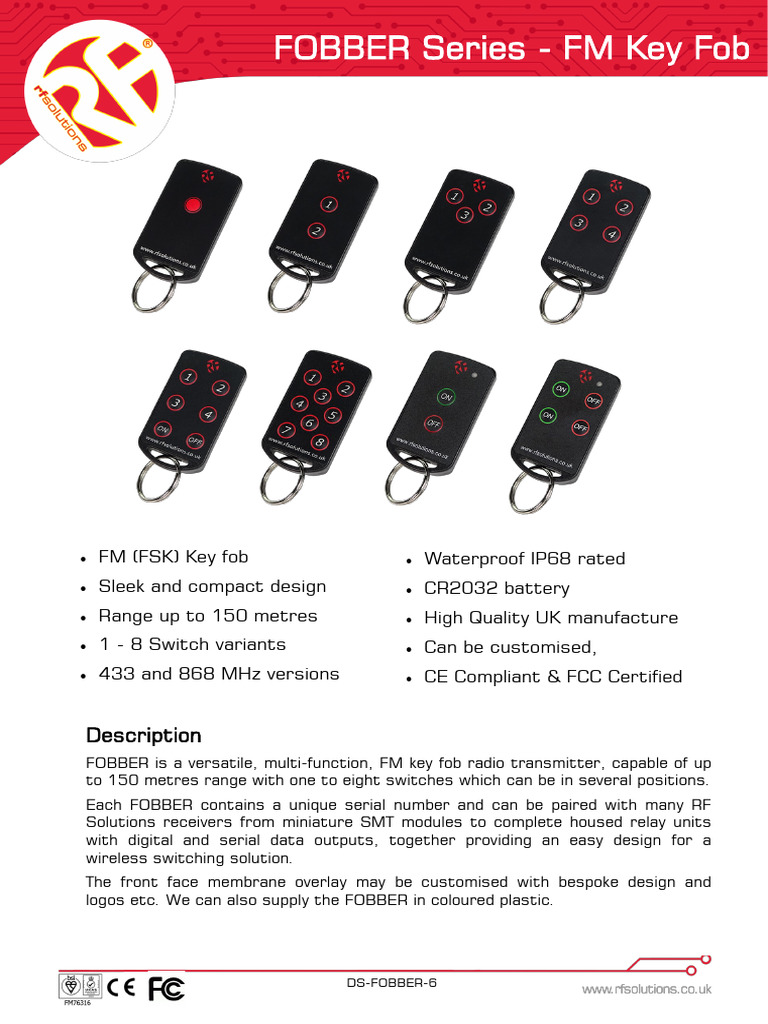 FM Key Fob Transmitter - FOBBER Series | PDF | Relay | Computer Engineering