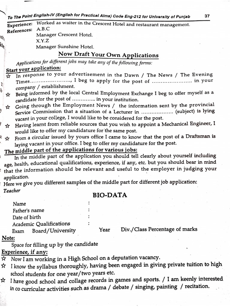 Bio-Data CV Writing | PDF