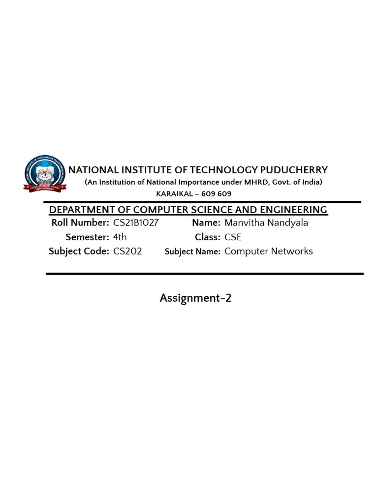 CS21B1027 Assignment2 | PDF | Ip Address | Computer Network