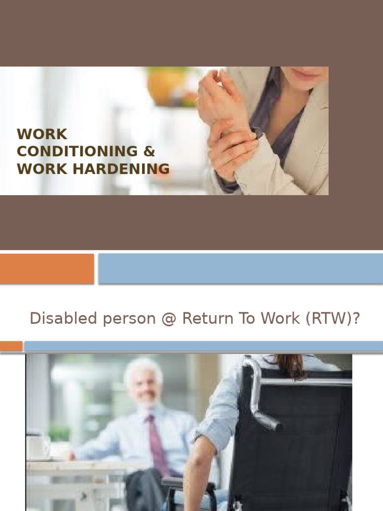 Work Conditioning Work Hardening | PDF | Physical Therapy | Medical ...