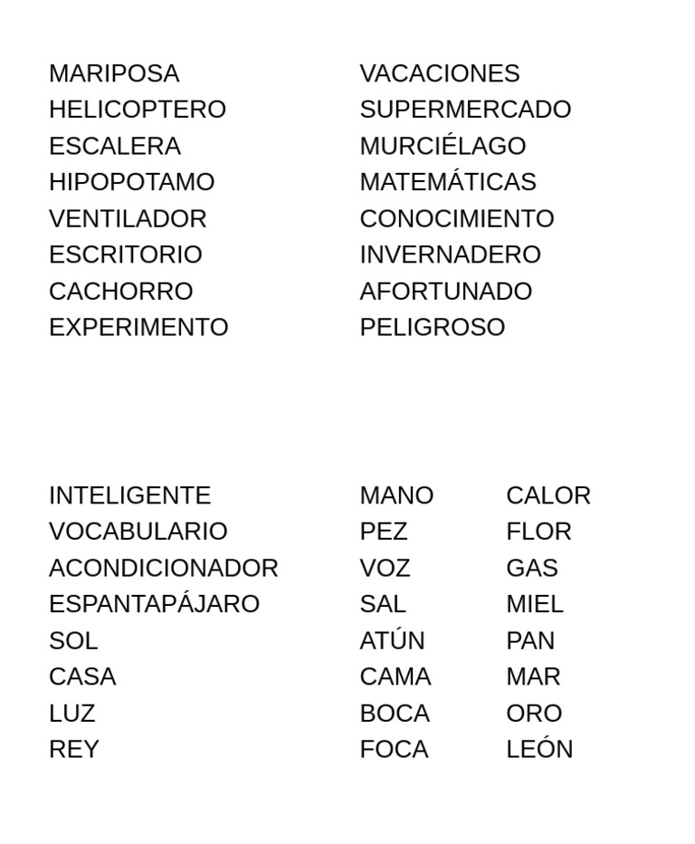 Palabras Largas y Cortas | PDF