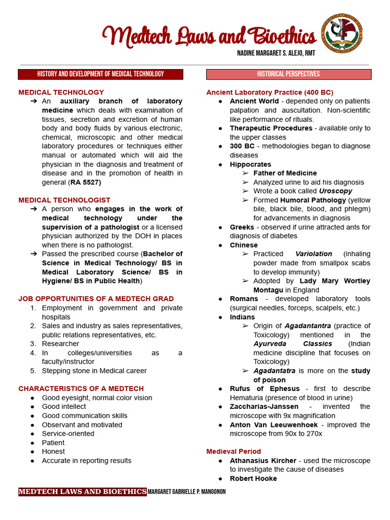 MedTech Laws and Bioethics | PDF | Medicine | Pathology