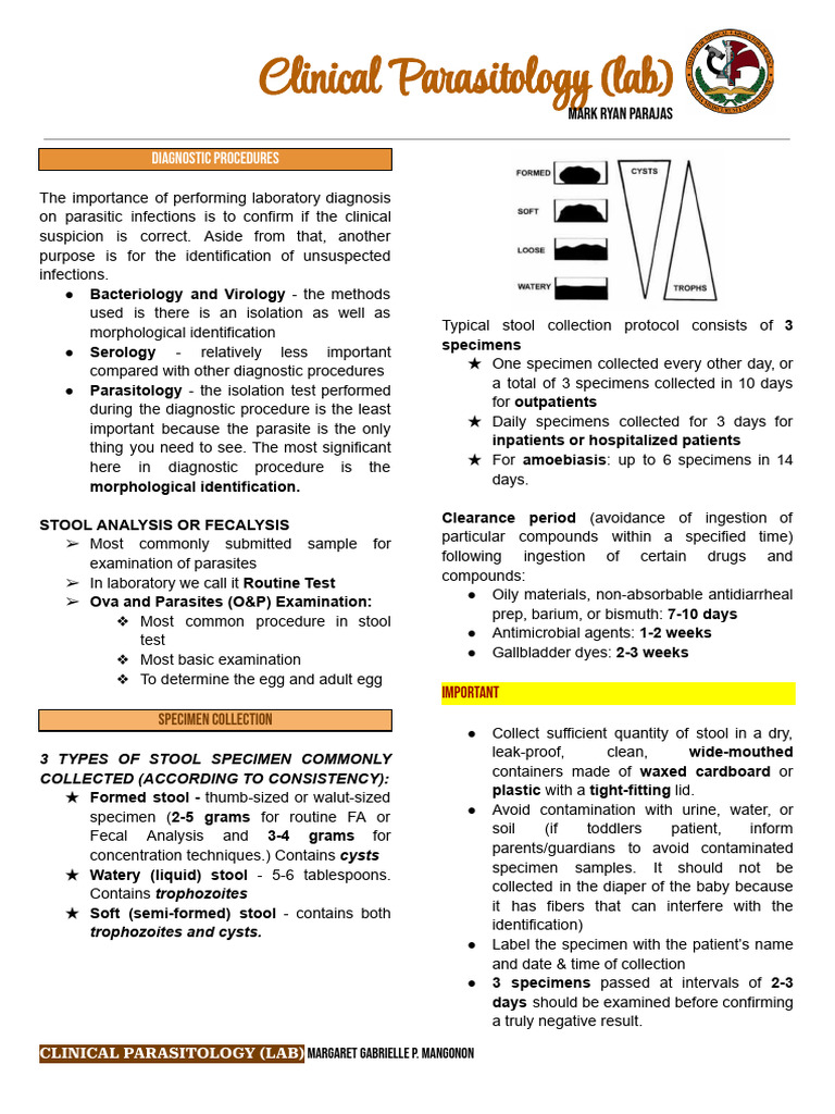 Stool Analysis in Clinical Parasitology | PDF | Parasitology