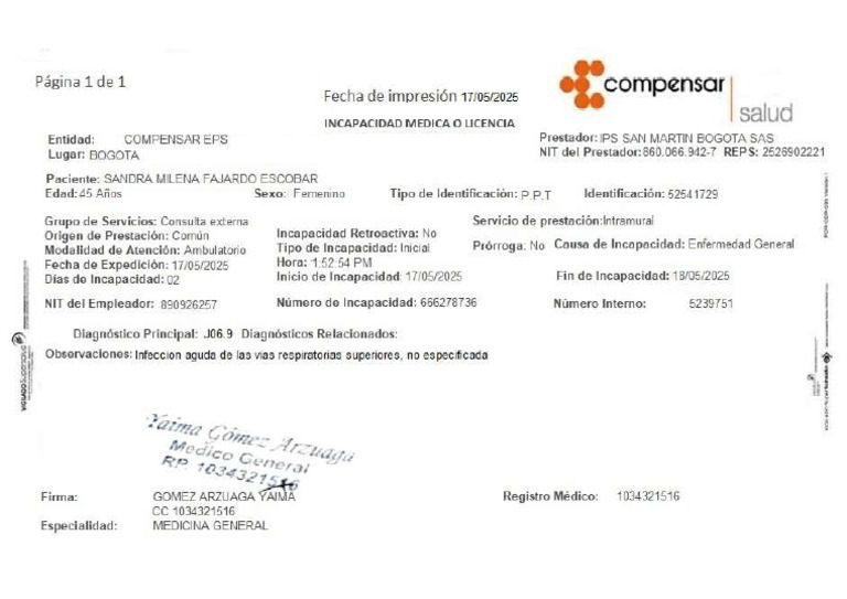 Compensar Incapacidad | PDF