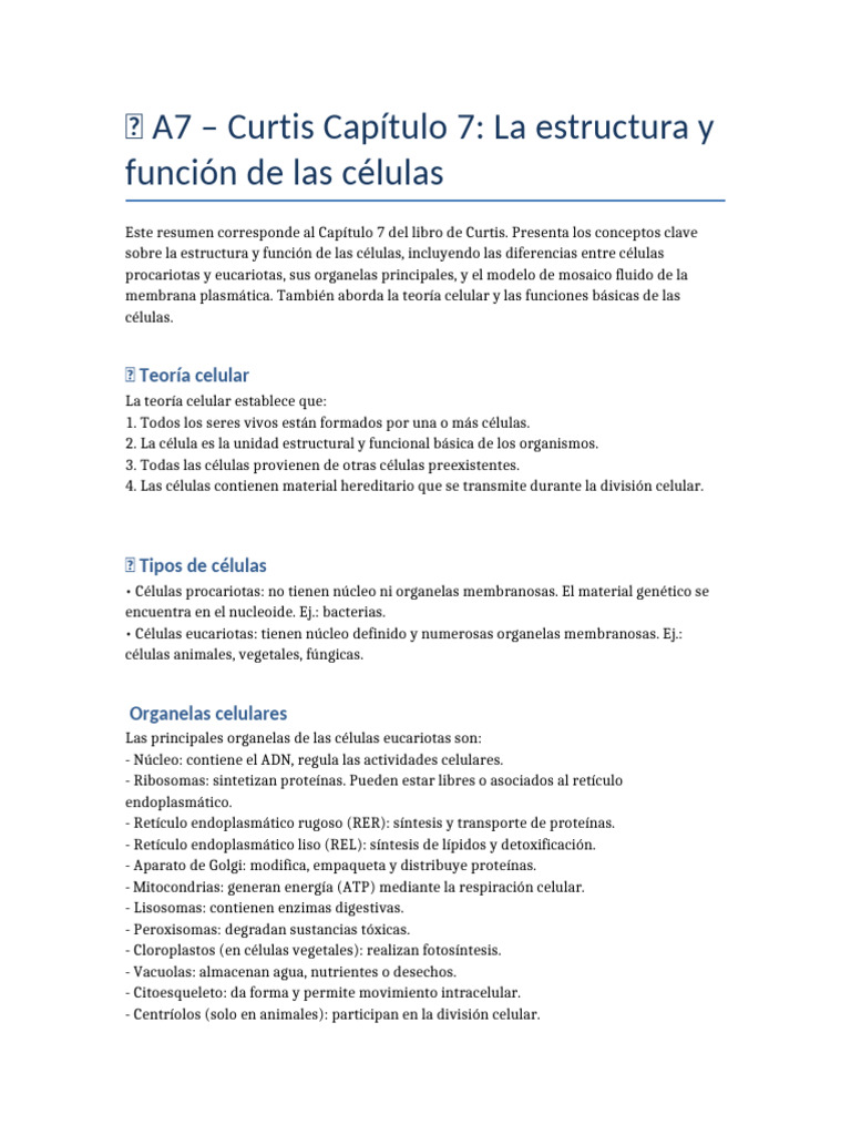 Estructura y función de las células | PDF | Biología Celular ...