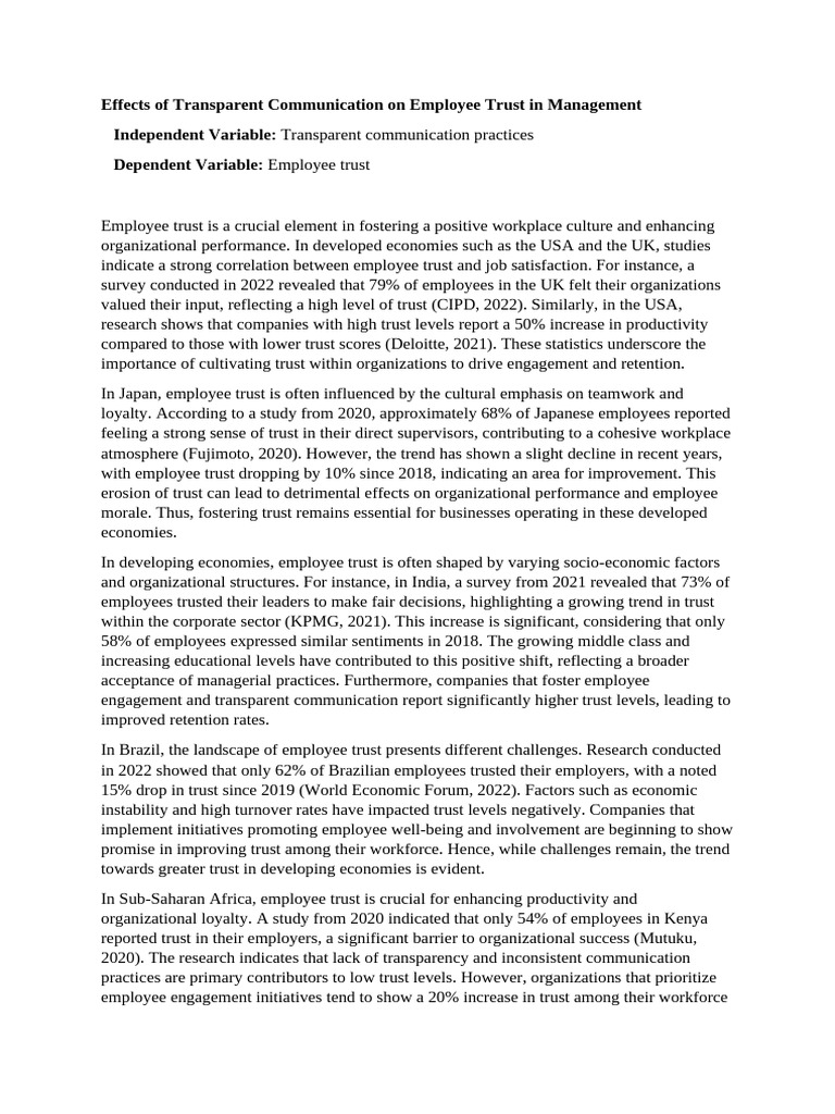 Impact of Transparent Communication on Trust | PDF | Employment ...