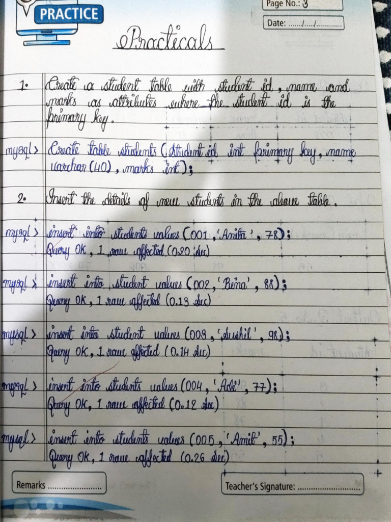 12B Practical Record Mysql | PDF