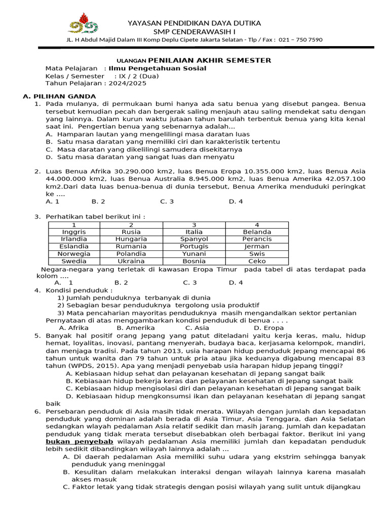 Latihan Soal ASS Sem 6 2025 | PDF