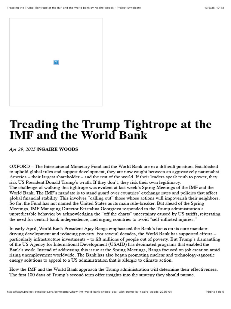 Treading The Trump Tightrope at The IMF and The World Bank by Ngaire ...