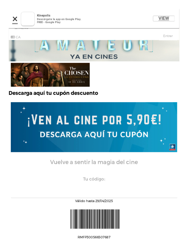 Cupón Kinépolis | PDF