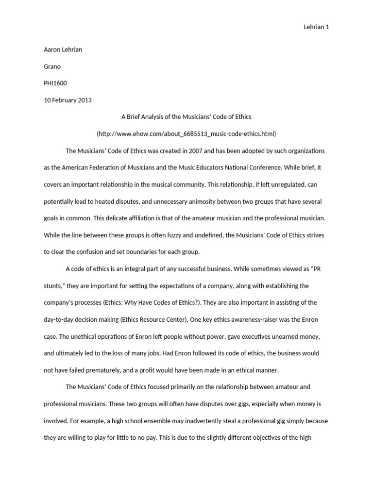 Musicians' Code of Ethics Explained | PDF | Copyright Infringement